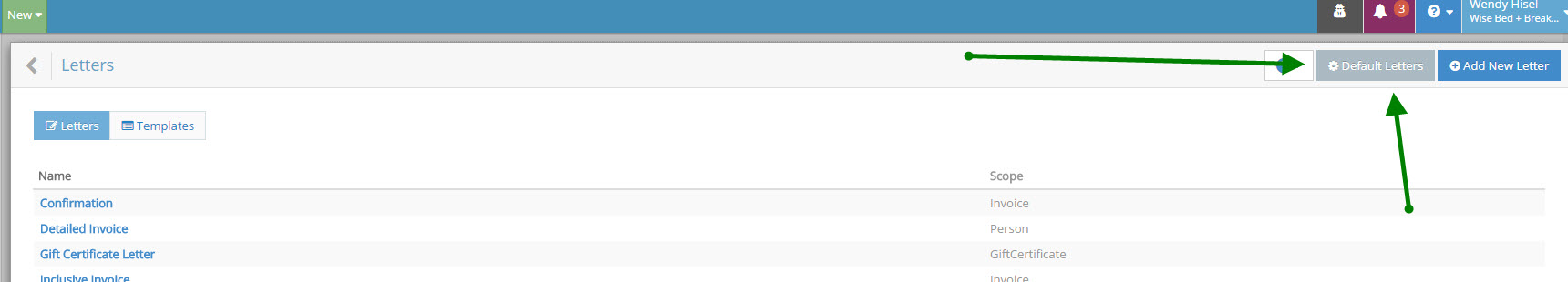 Setting Your Default Letters